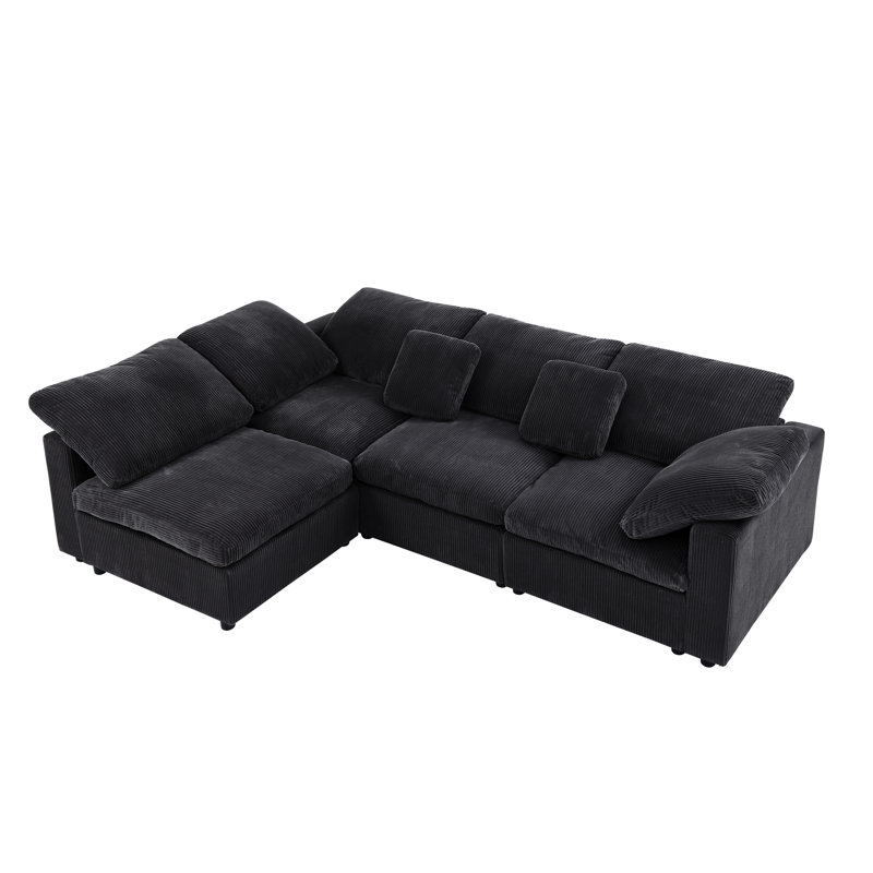 Latitude Run® Yahire 149'' 4-Piece Oversize Comfy Cloud Couch Sleeper Corduroy Sectional Sofa ...